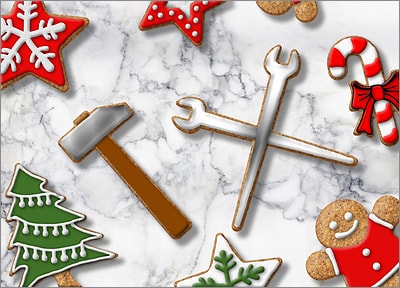 Ironworker Cookies (Glossy White) | Architecture Christmas Cards