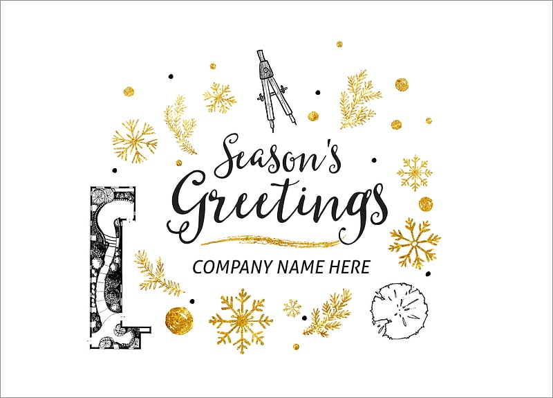 Golden Snowflakes Landscape Architect Holiday Card