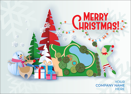 Golden Snowflakes Landscape Architect Holiday Card